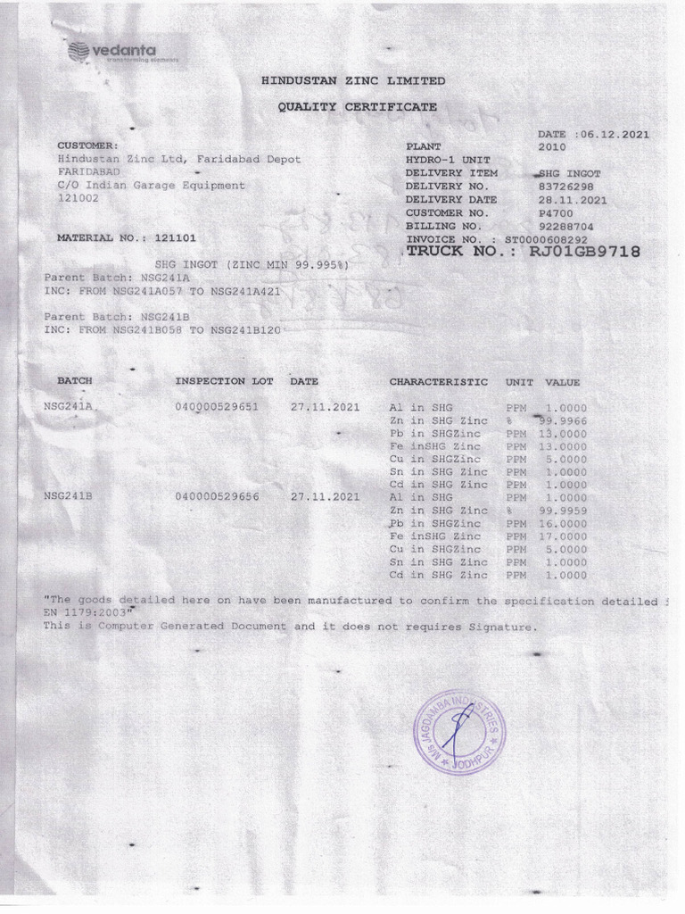 Test Certificate | PDF