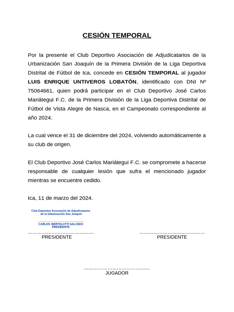 Cesion Temporal Asj Untiveros 2024 | PDF