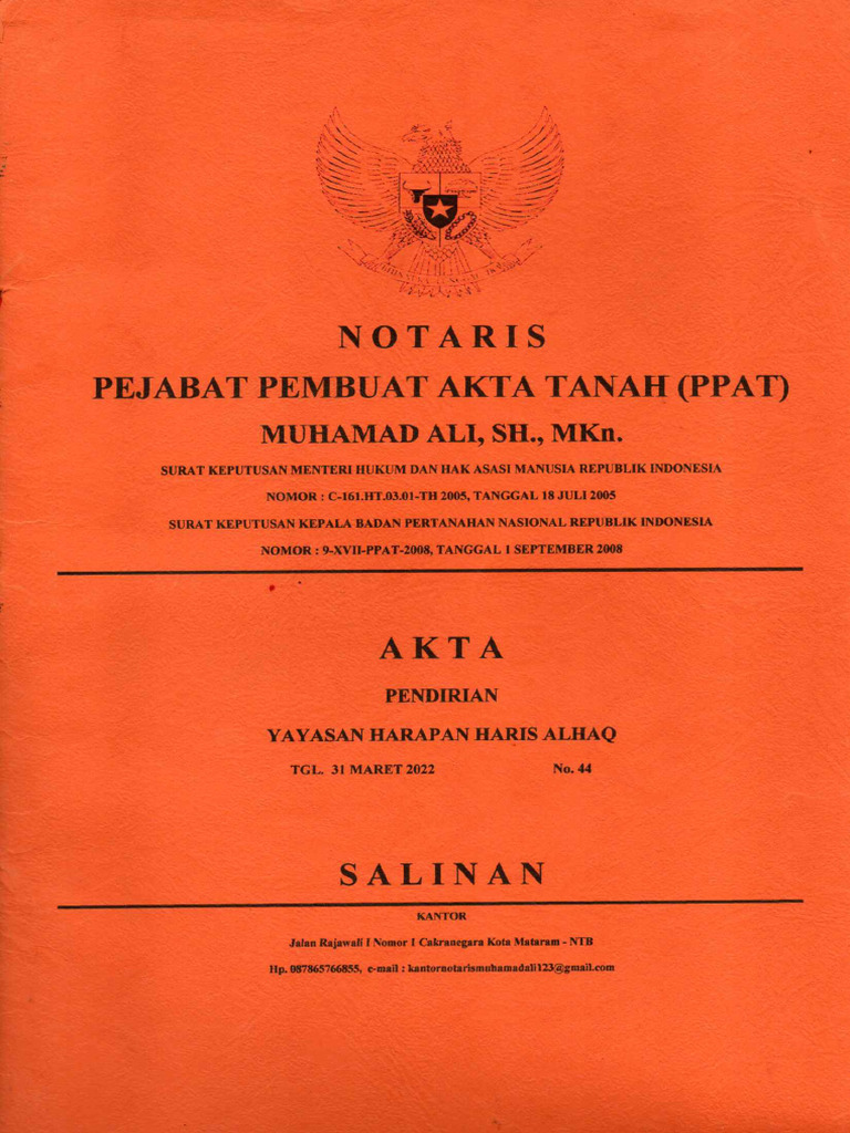 Akta Pendirian | PDF