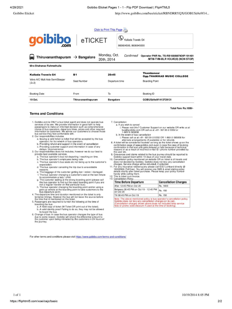 Goibibo Eticket Pages 1 - 1 - Flip PDF Download - FlipHTML5.httml | PDF