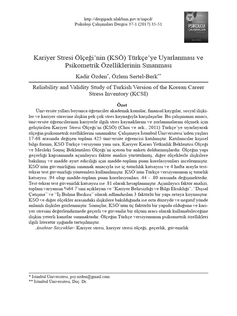 kariyer-stresi-olcegi-toad | PDF