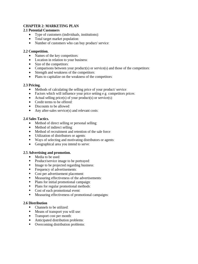 Chapter 2 Marketing Plan | PDF