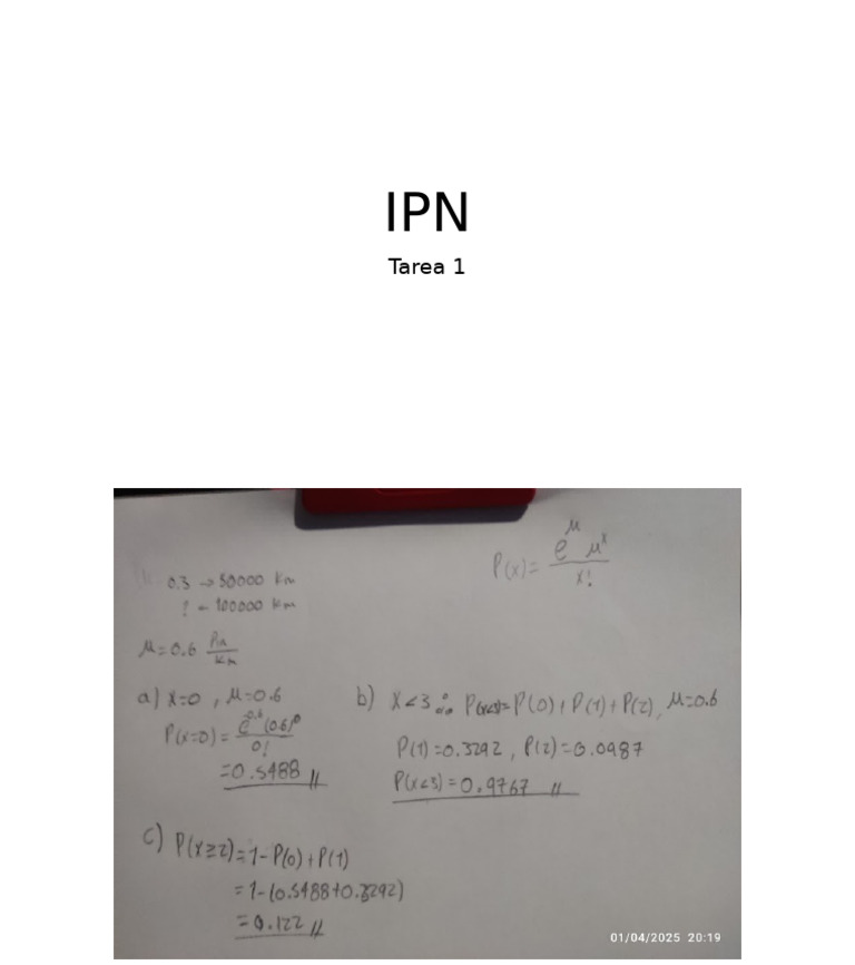 Tarea 1 Probabilidad y Estadistica Ice Ipn | PDF