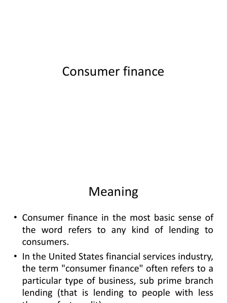 Consumer Finance | PDF | Credit (Finance) | Loans