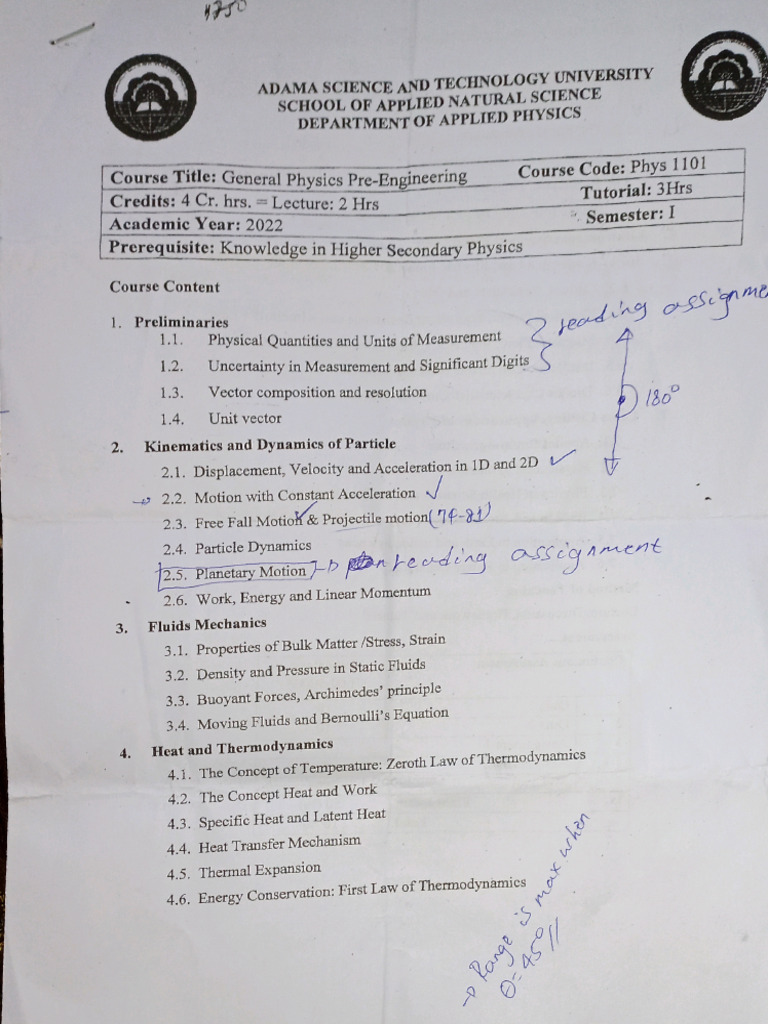 Physics Course Outline | PDF