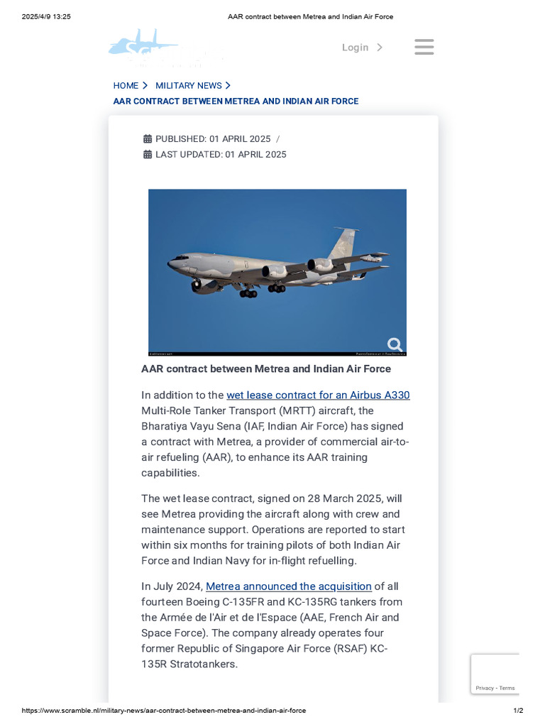 AAR Contract Between Metrea and Indian Air Force | PDF | Monoplane ...