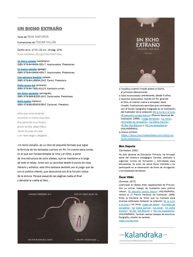 Un Bicho Extraño: Cuento Infantil | PDF