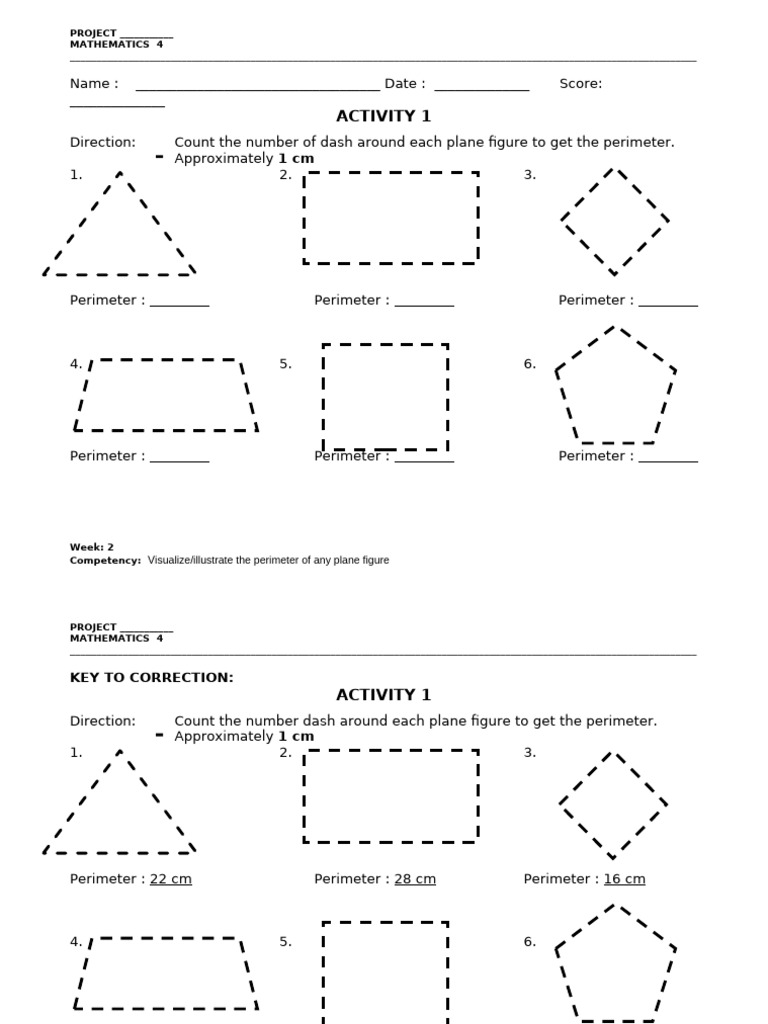 Activity Sheet Q3 G4 Visualizing Perimeter Activity 1 | PDF