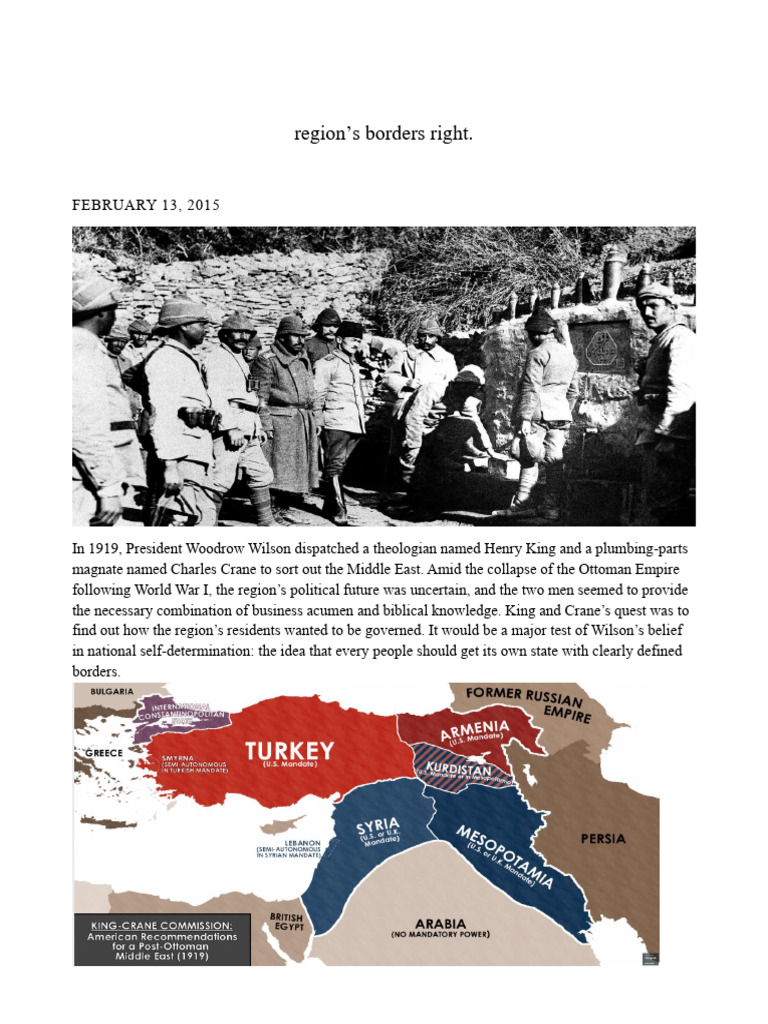 King-Crane Commission's Middle East Vision | PDF | Sykes–Picot ...
