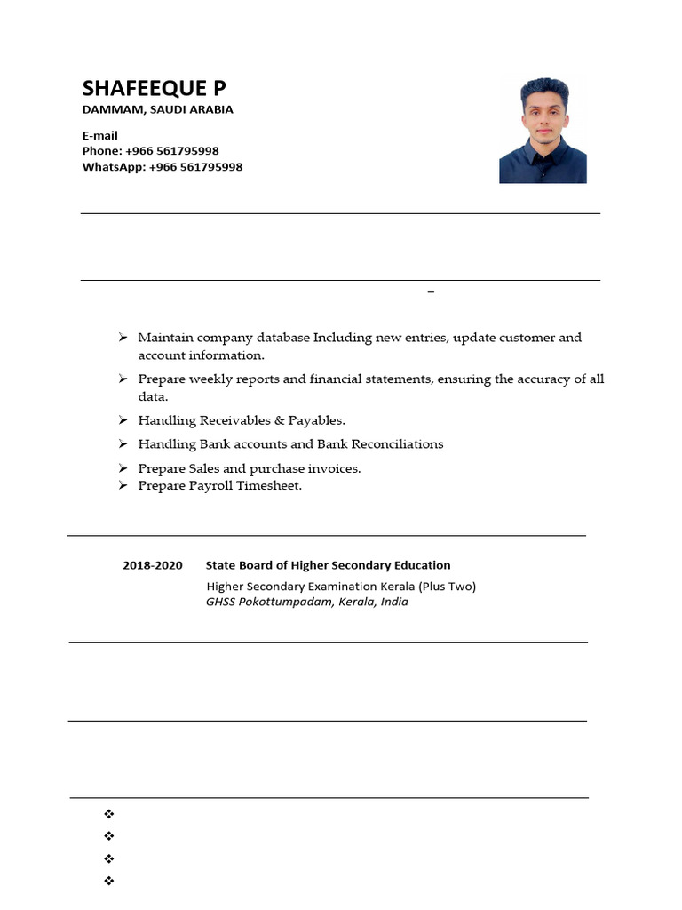 Accountant Resume of Shafeeque P | PDF