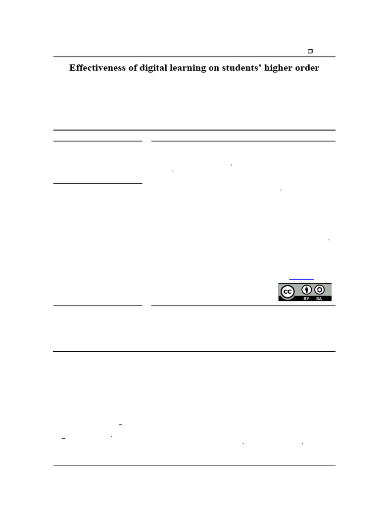 Effectiveness of digital learning on students’ higher order thinking ...