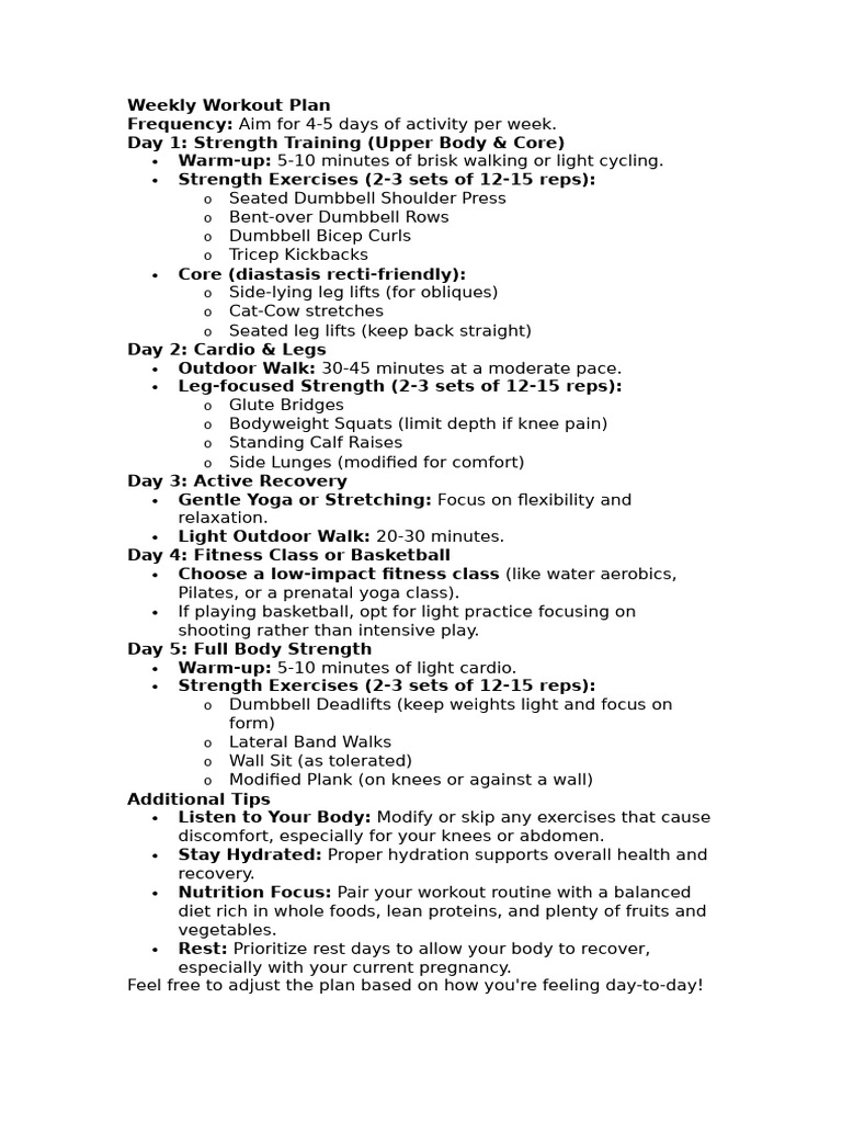 Weekly Workout Plan | PDF