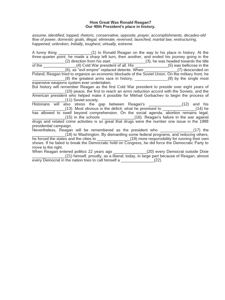 How Great Was Ronald Reagan | PDF | Ronald Reagan | Democratic Party ...