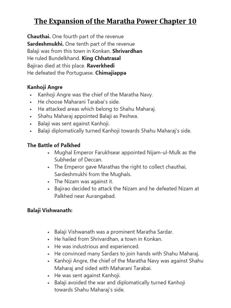 Chapter 10 History Expansion of Maratha Empire | PDF