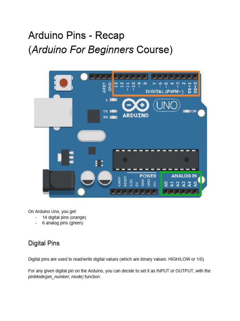 001 Arduino-For-Beginners-Pins-Recap | PDF