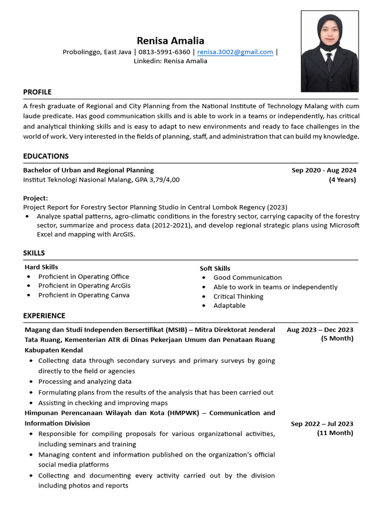 Curriculum Vitae - Renisa Amalia - New | PDF | Communication | Computing