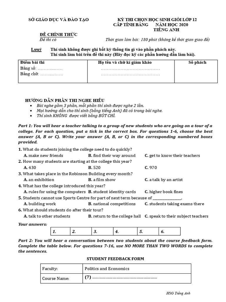 De Chinh Thuc Bang B 2020-2021 | PDF | Sodium Chloride | Emotional Intelligence