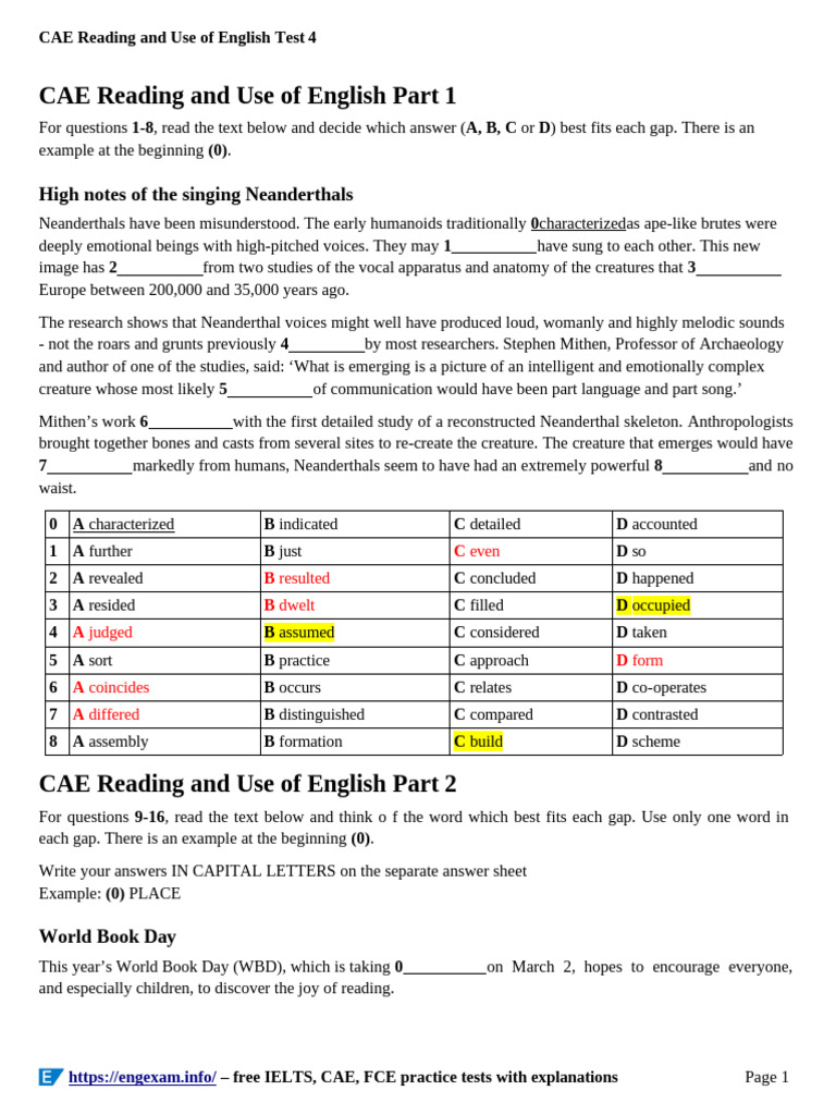 CAE Reading and Use of English Test 4 | PDF