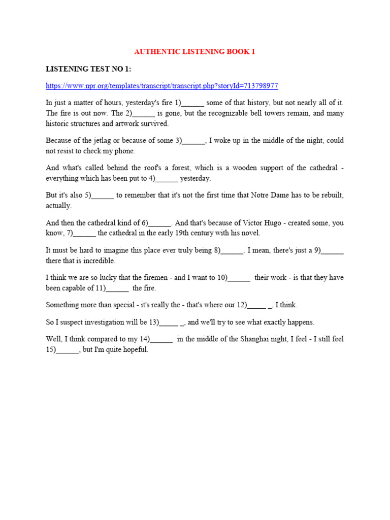 Authentic Listening Book 1 (1) | PDF