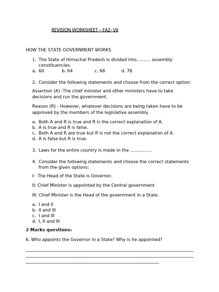 Revision Worksheet VII FA2 | PDF | Rock (Geology) | Geology