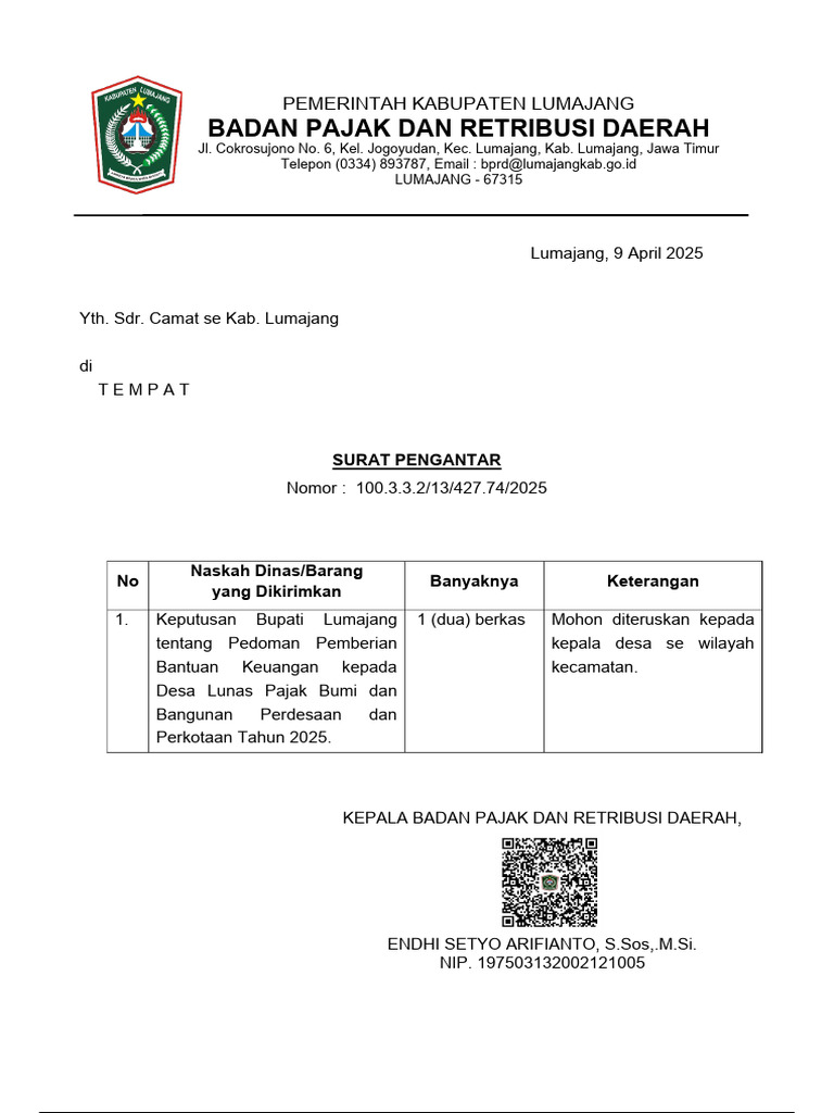 Keputusan Bupati Lumajang Tentang Pedoman Pemberian Bantuan Keuangan Kepada Desa Lunas PBB-P2 ...