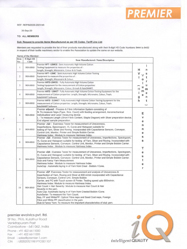 HSN Code - Tariff Line List | PDF
