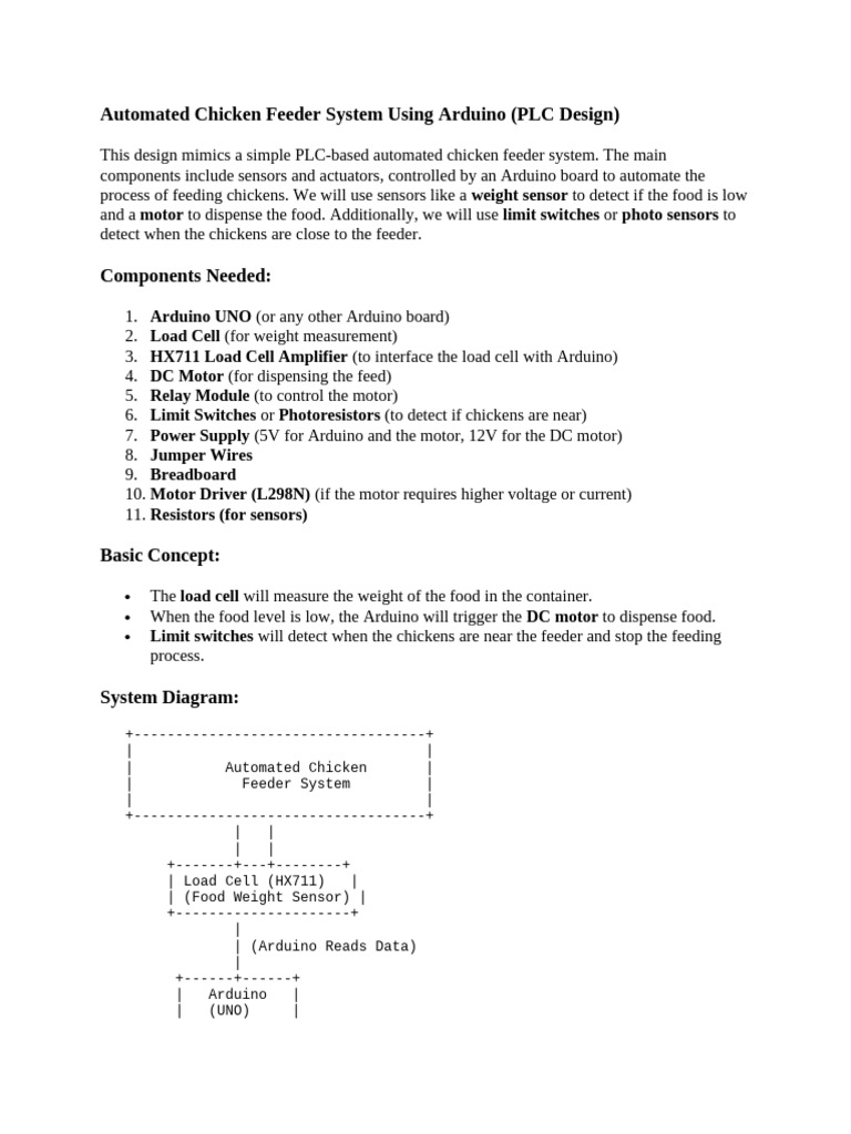 Automated Chicken Feeder System Using Arduino Pdf Arduino Equipment