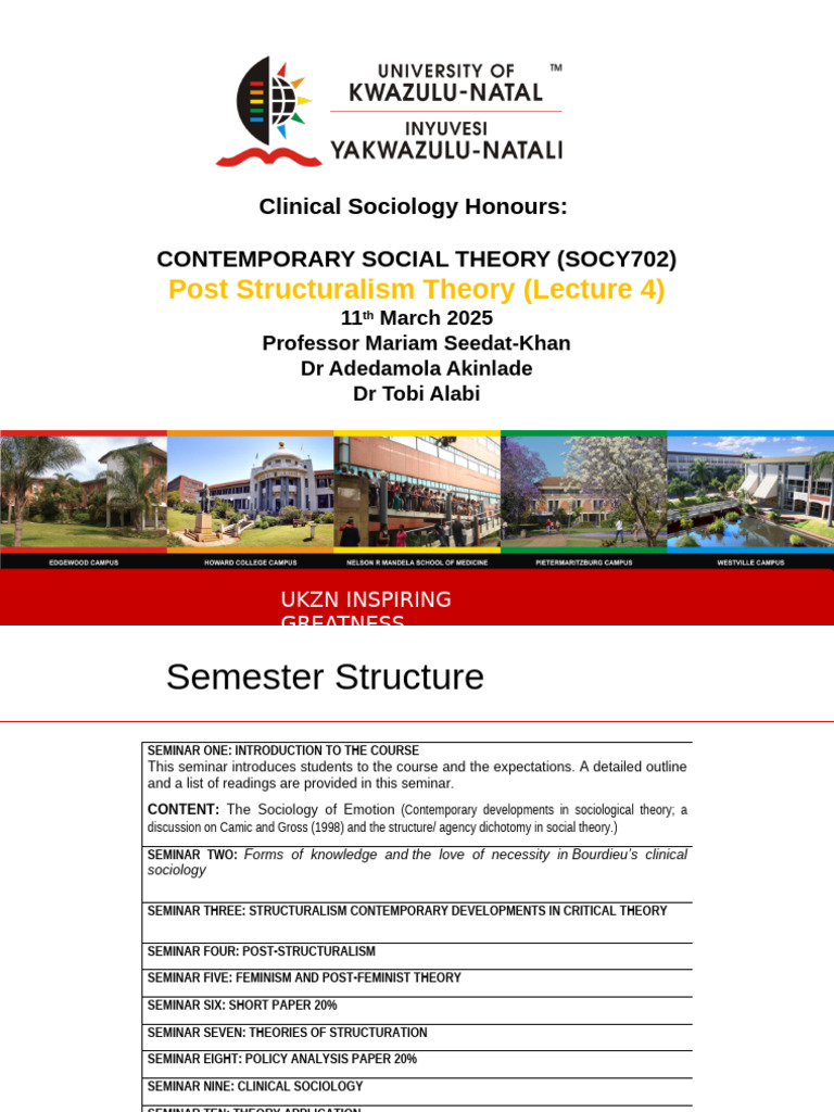 SOCY702 - Post Structuralism Slides March 11th, 2025 | PDF ...