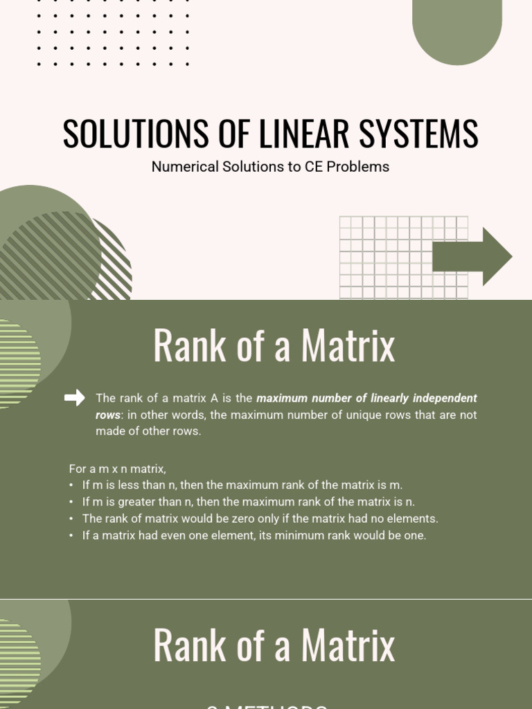 Solutions of Linear Systems | PDF | Matrix (Mathematics) | System Of Linear Equations
