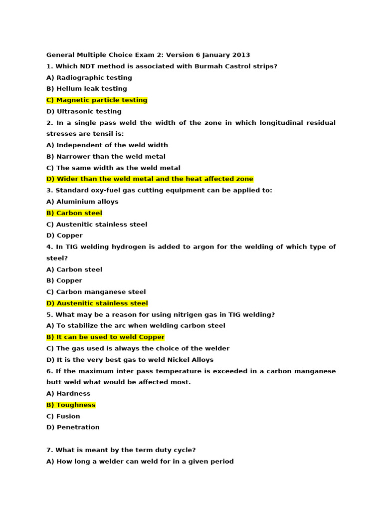 NDT and Welding Exam Questions | PDF | Welding | Construction