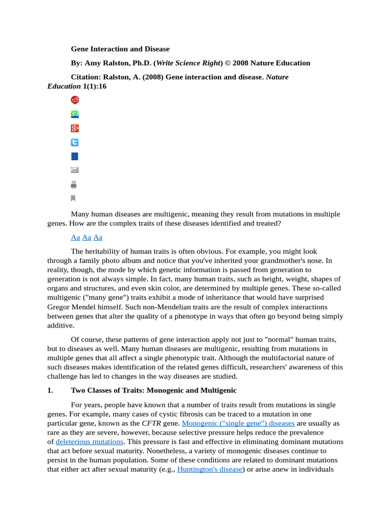 Gene Interactions in Human Diseases | PDF | Dominance (Genetics ...