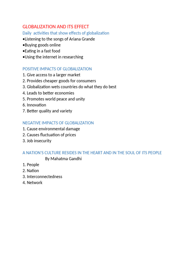 Globalization NOTES | PDF