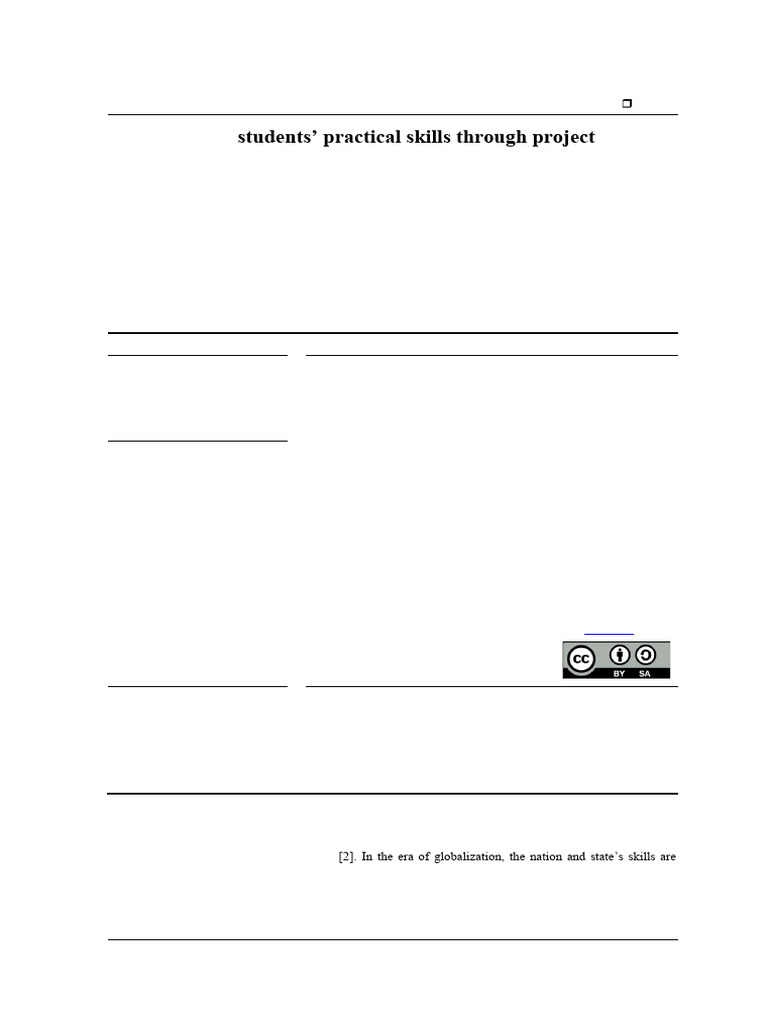 Optimizing Students' Practical Skills Through Project-Based Learning: Case Study in Vocational ...