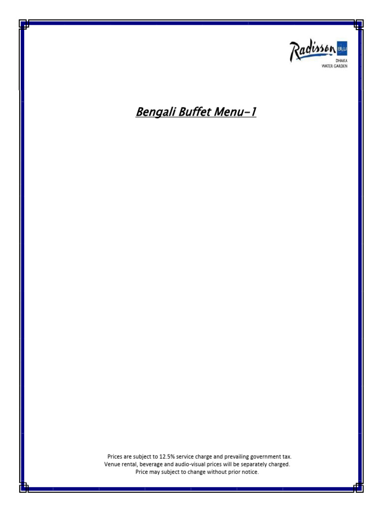 Bengali Buffet Menu 1-5, 2021 | PDF | Chutney | Cooking
