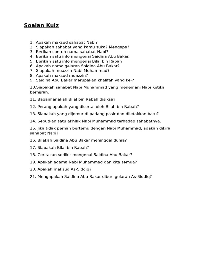 Soalan Kuiz | PDF