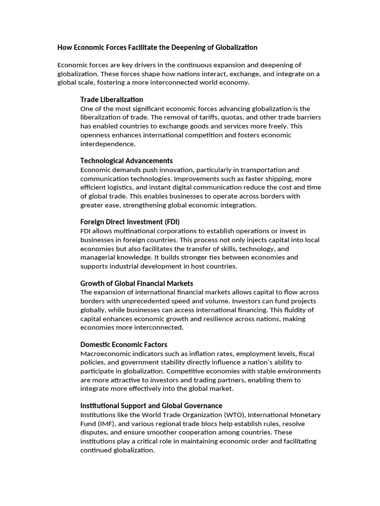 Economic Forces Driving Globalization | PDF | Globalization | Economies