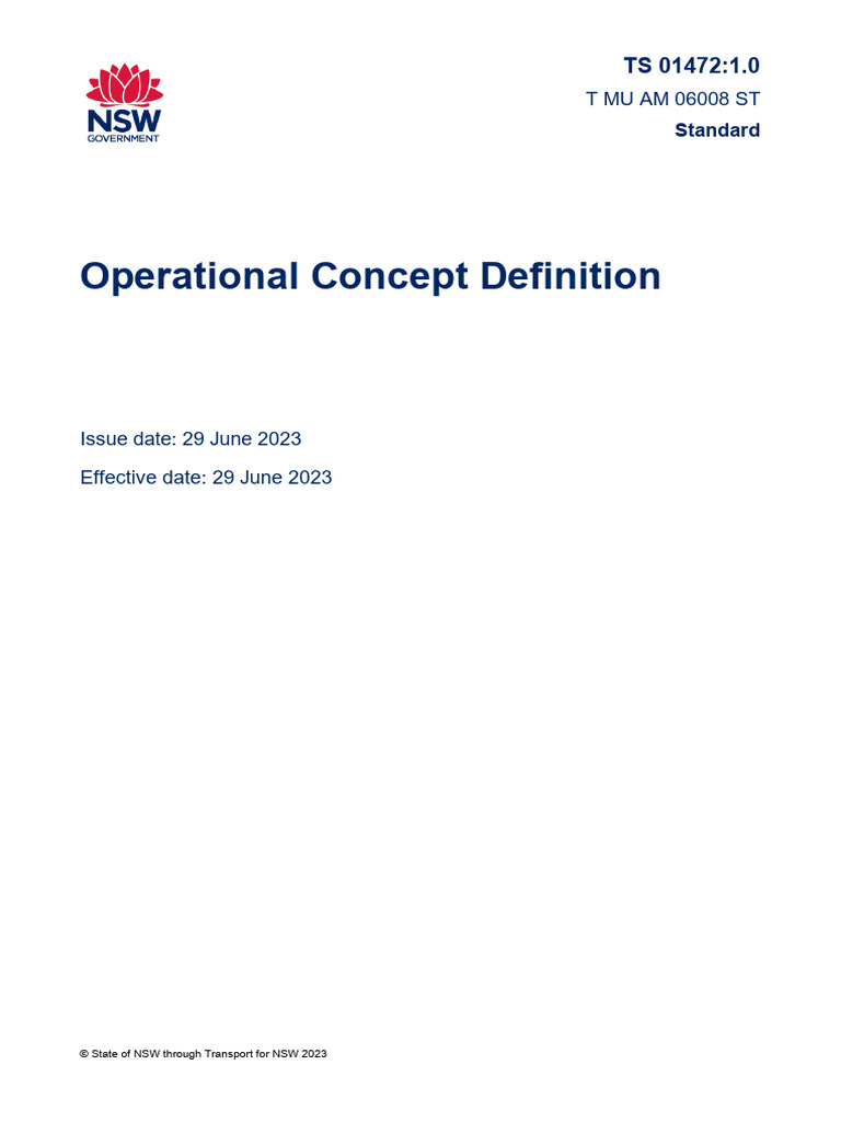 Operational Concept Definition TS 01472 | PDF | System | Transport