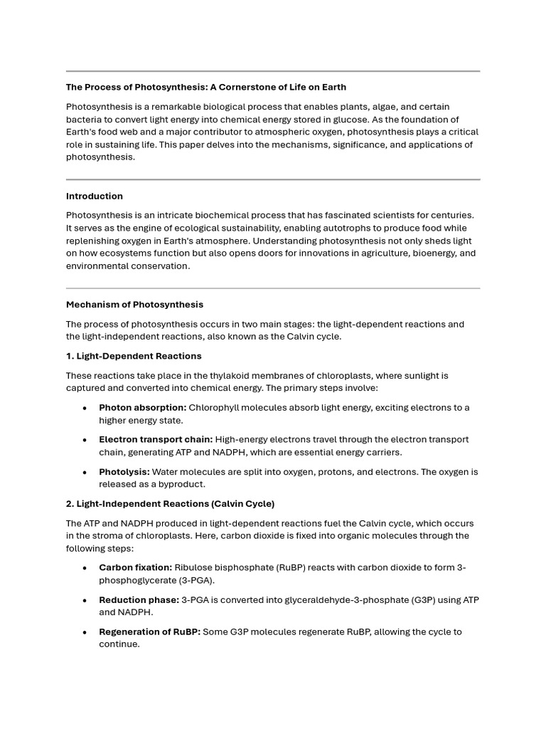 Research Paper - Photosynthesis | PDF | Photosynthesis | Biology