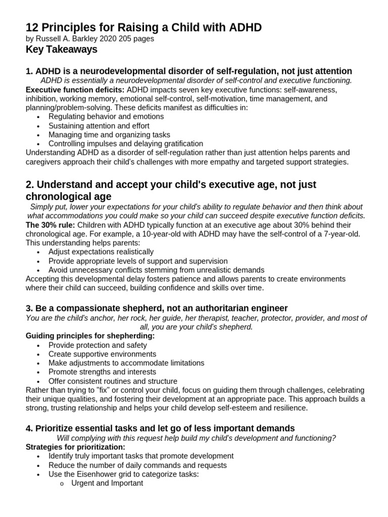 12 Principles For Raising A Child With ADHD | PDF | Attention Deficit ...