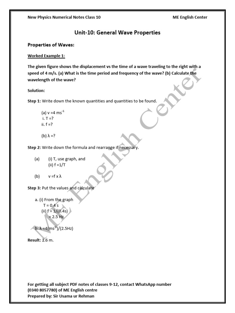 Numericals Note Class 10 Physics | PDF | Waves | Electromagnetic Radiation