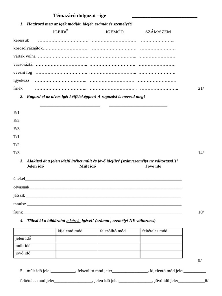 Ige témazáró dolgozat 2. | PDF