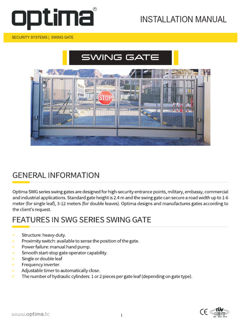 Optima Swing Gate Installation Manual | PDF | Electric Power | Electricity