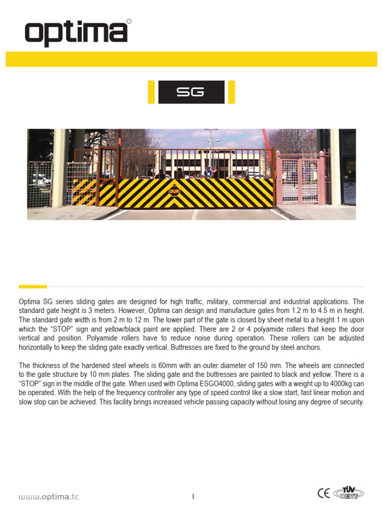 Optima SG Series Gate Installation Manual | PDF | Manual Transmission ...