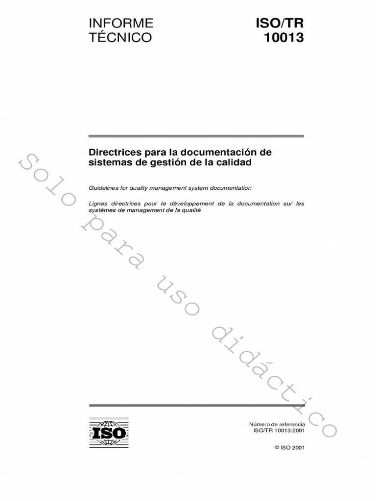 Norma ISO TR 10013 | PDF