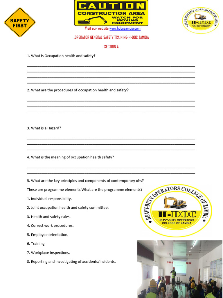 Kitwe Vocational Safety Training Guide | PDF | Occupational Safety And ...