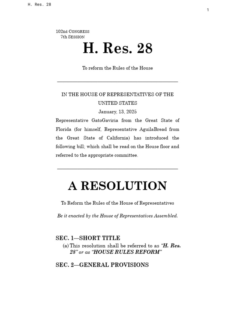H. Res. 28 - HOUSE RULES REFORM | PDF | United States House Of ...