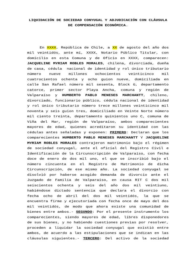 Liquidación Sociedad Conyugal (Jacqueline Robles) | PDF | Propiedad de ...