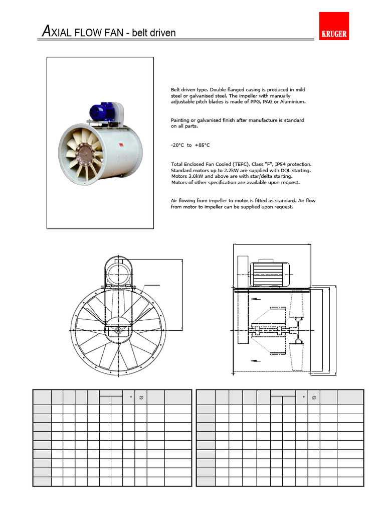 Belt Driven Axial Flow Fan Catalogue | PDF | Mechanical Engineering