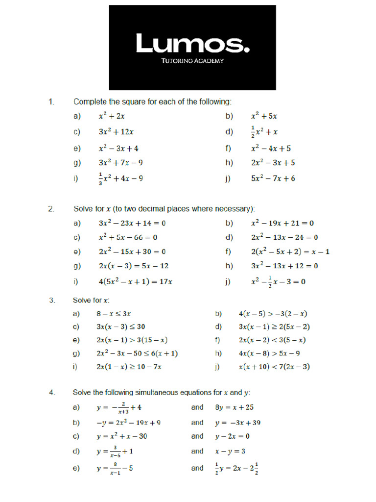 Algebra Grade 11 Part 2 | PDF
