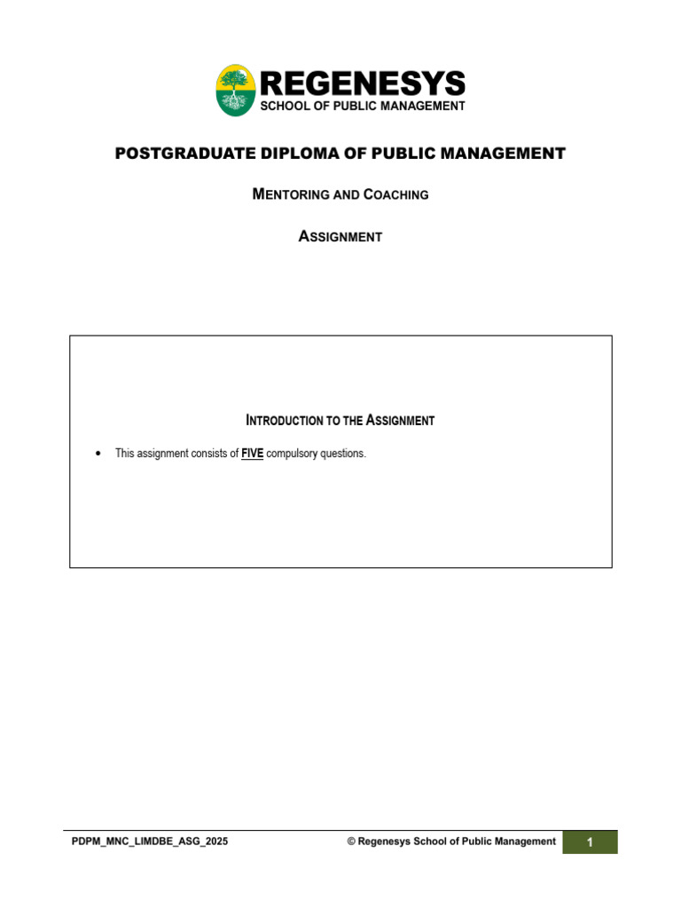 PDPM MNC LimDBE ASG 2025 e F | PDF | Mentorship | E Government